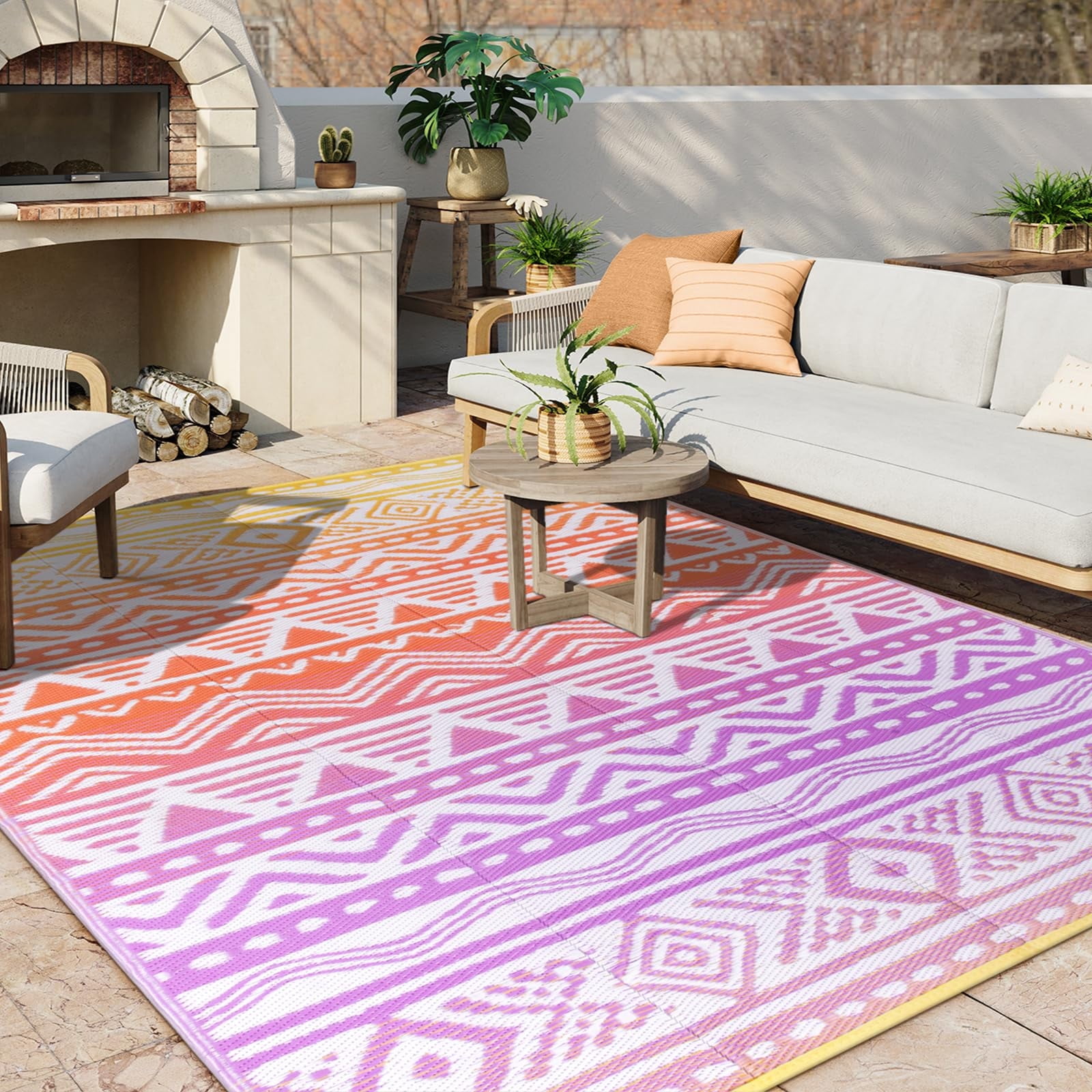 SUNDEREY 6'x9' Outdoor Rugs Waterproof Plastic Straw Mat,6x9ft ...