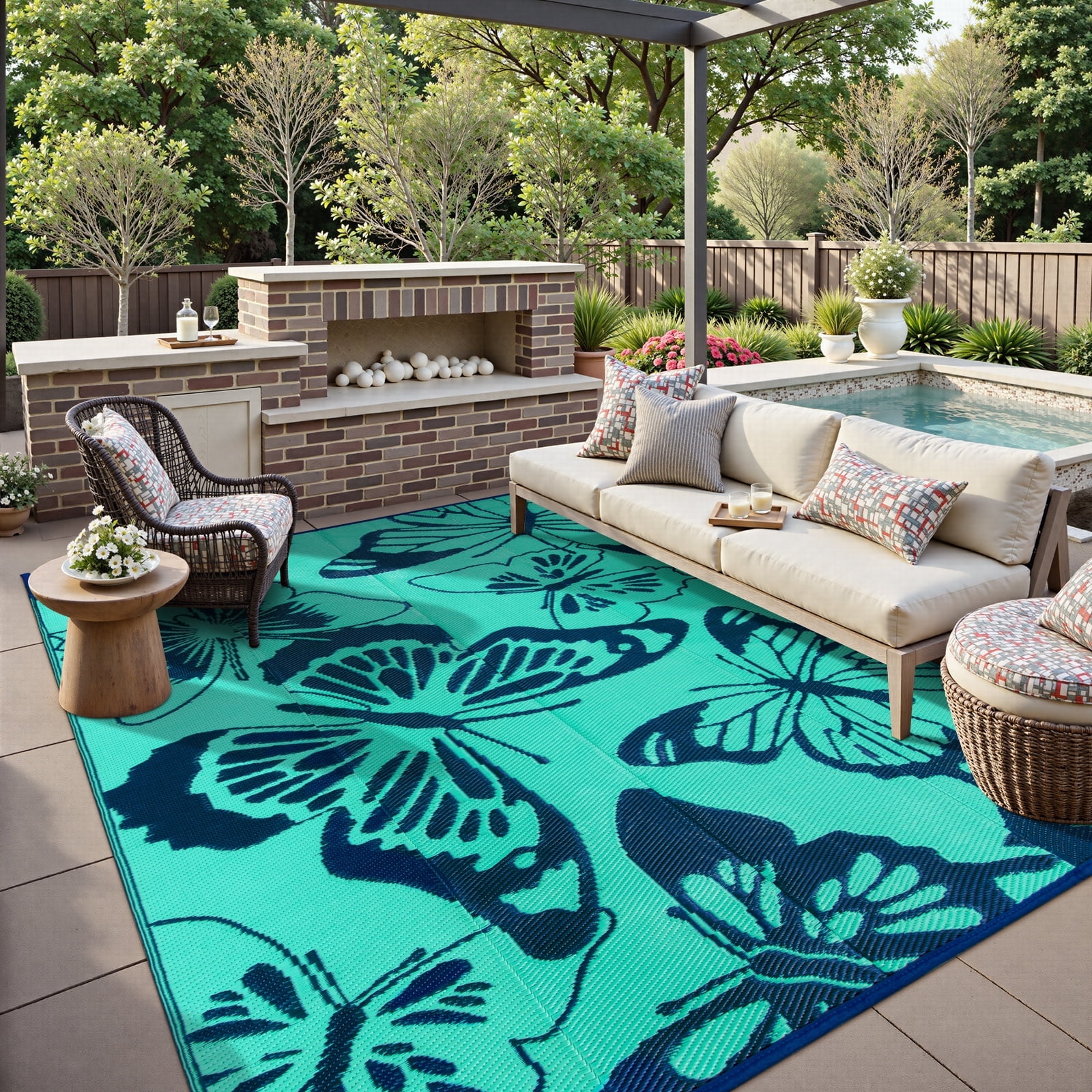 SUNDEREY 8'x10' Outdoor Rug Waterproof Reversible Patio Rug,8X10ft ...