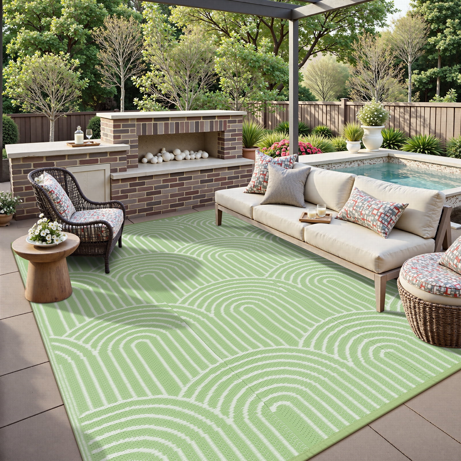 SUNDEREY 9’X12’Outdoor Rug for Patio,Waterproof Beach Mats, Rainbow ...