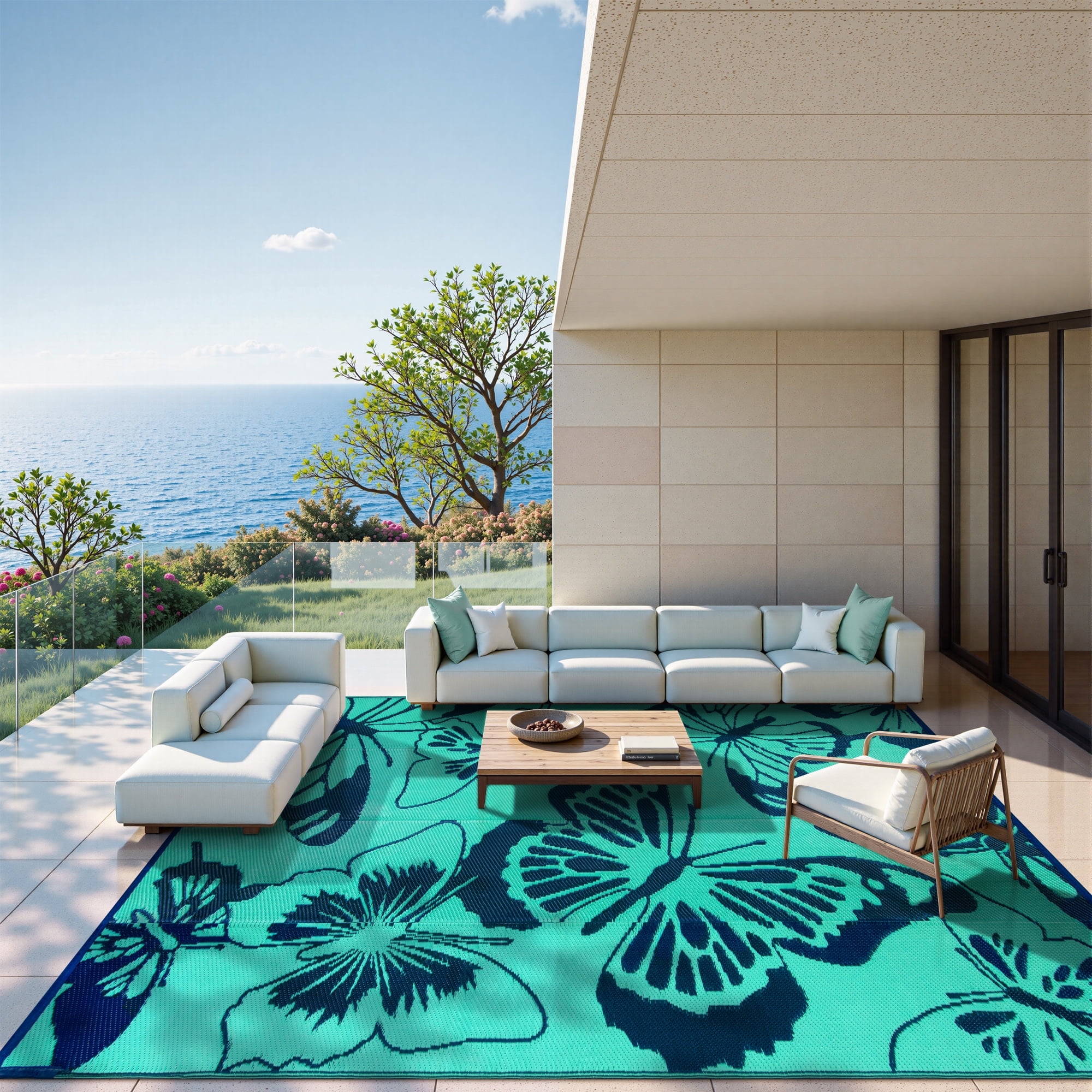 SUNDEREY 9'x12' Outdoor Rug Waterproof Reversible Patio Rug,9X12ft ...