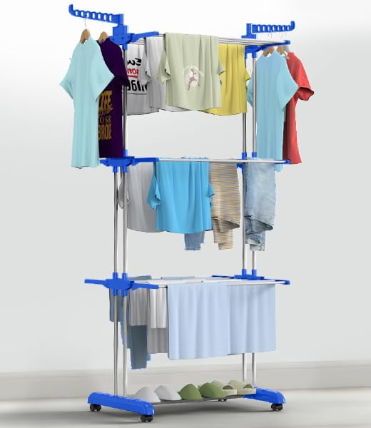 SUNDRY 3 Tier Premium Heavy Duty Stainless Steel Foldable Cloth Drying ...