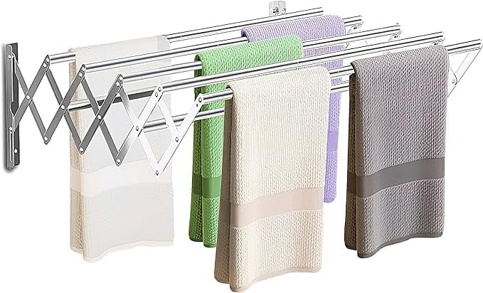 SUNDRY HeavyDuty Stainless Steel 7 Rod X 2 Feet Foldable Wall Mounted ...