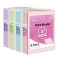 SUNEE 1 Inch Binders 3 Ring 4 Pack, Clear View Binder Three Ring PVC ...