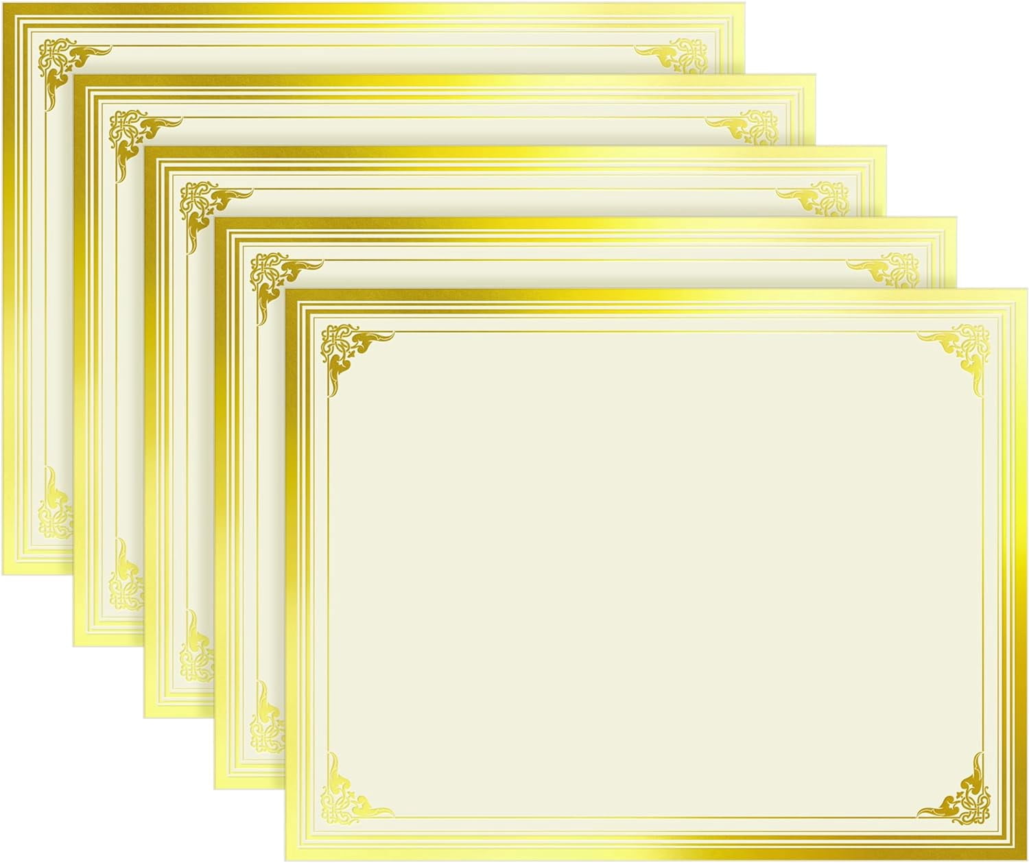 SUNEE 100 Sheets Certificate Papers - Blank Gold Foil Border, Letter ...