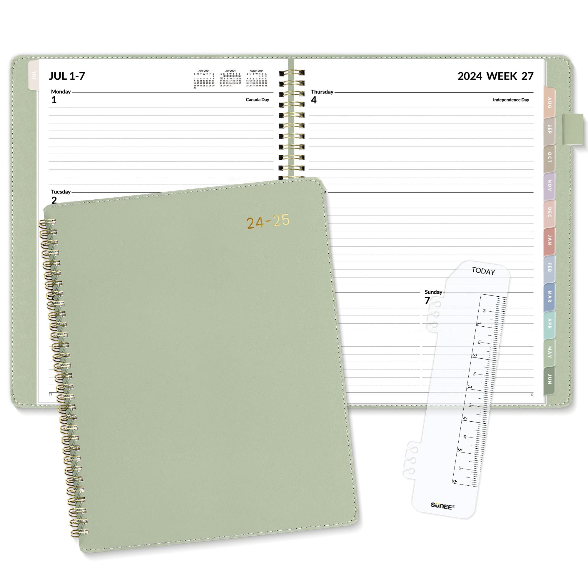 SUNEE 2024-2025 Weekly & Monthly Planner 9"x11.2" - 12 Month (July 2024 ...