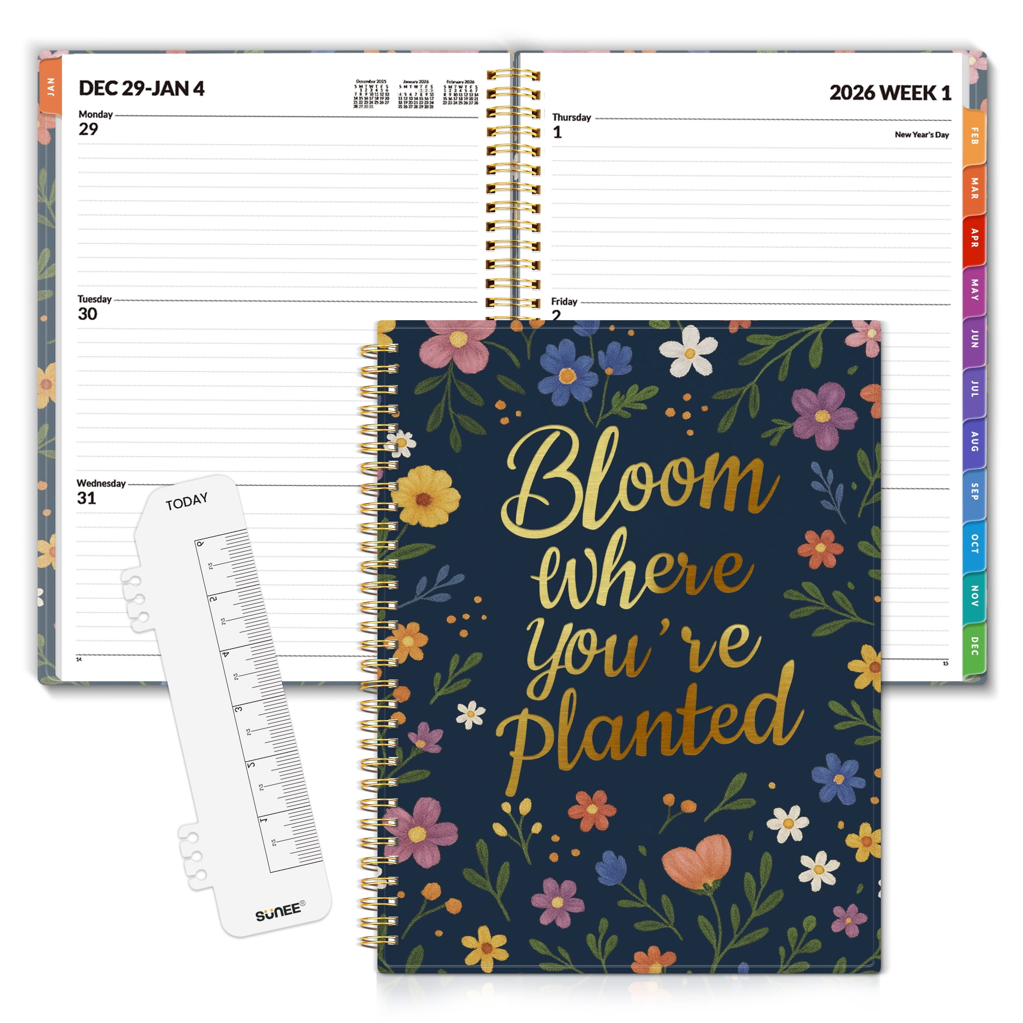 SUNEE 2026 Weekly and Monthly Planner - from January 2026 - December ...