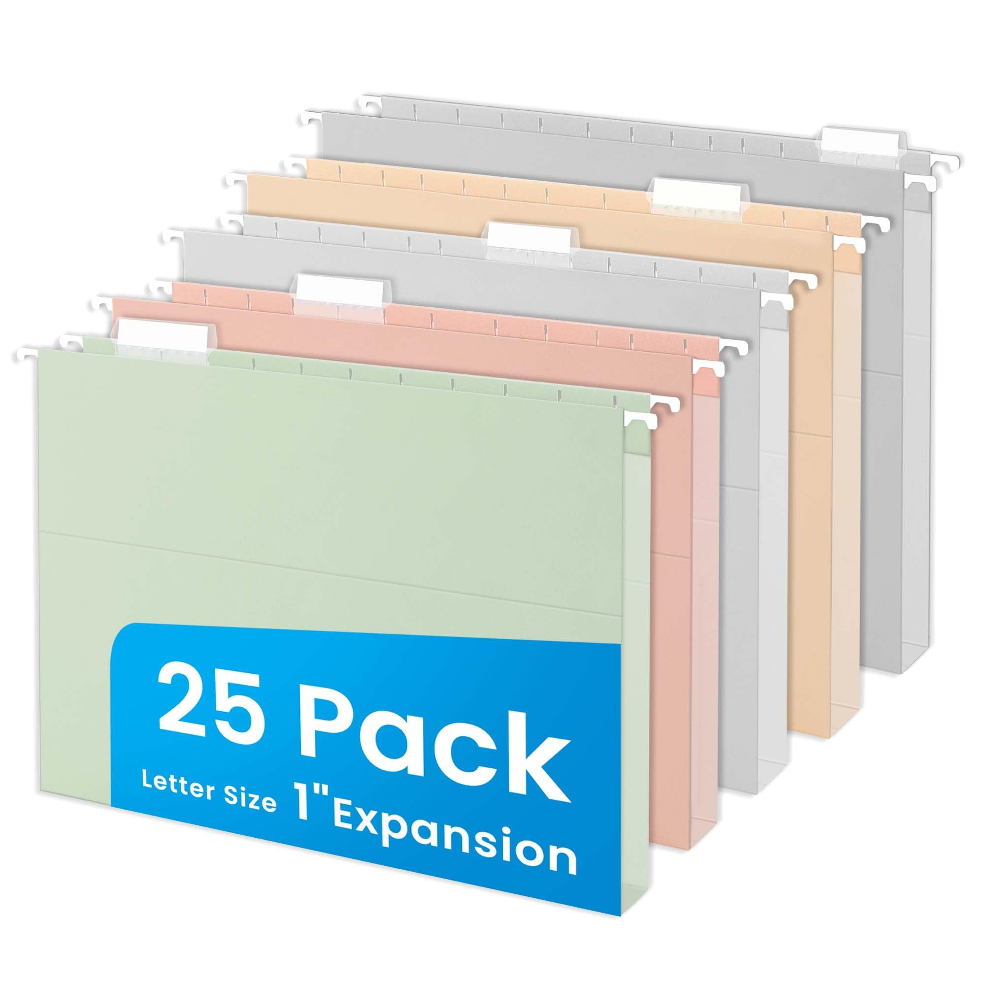 SUNEE Hanging File Folders Letter Size, Pastel Colors, 25 Count Letter ...