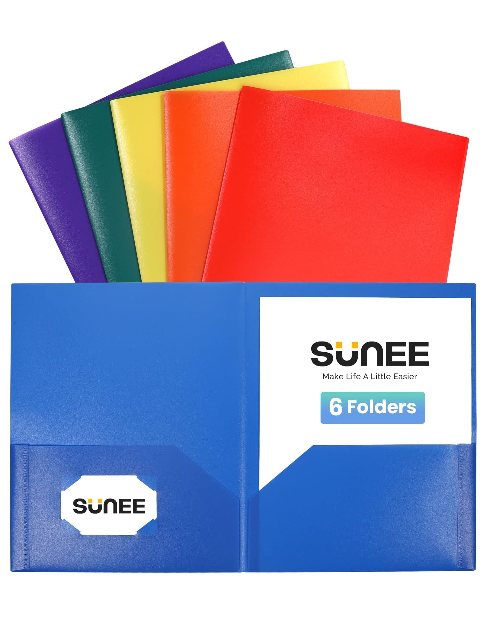 SUNEE Plastic Folders with Pockets, Plastic Work Home Folders,Assorted ...
