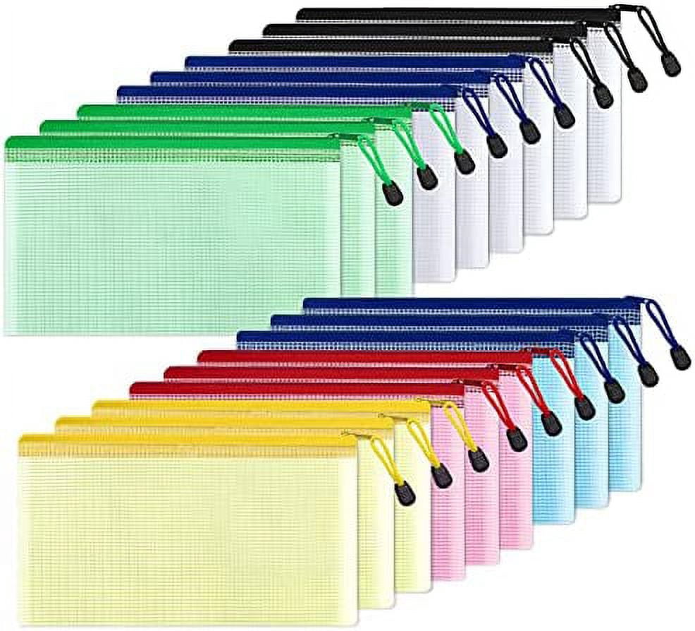 SUNEE Plastic Mesh Zipper Pouch 4x9 in (6 Colors, 18 Packs), Plastic ...