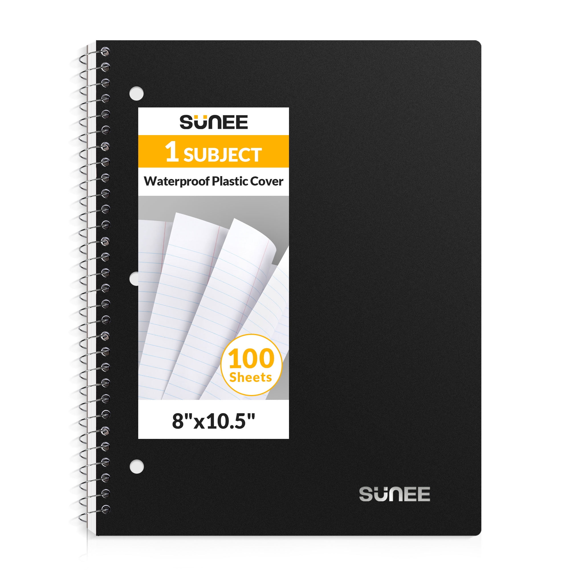 SUNEE Spiral Notebook 1-Subject College Ruled Paper 8" x 10-1/2" Wide ...