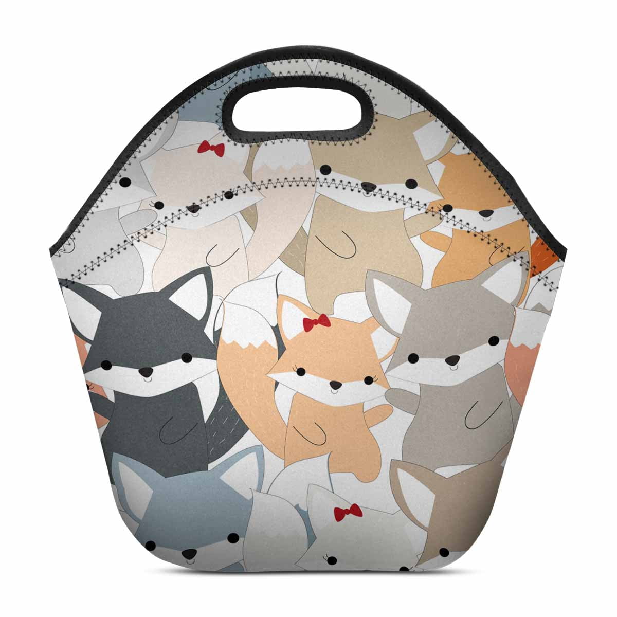 SUNENAT Lunch Bag Tote Handbag Lunchbox Funny Baby Fox Pastel Cartoon ...