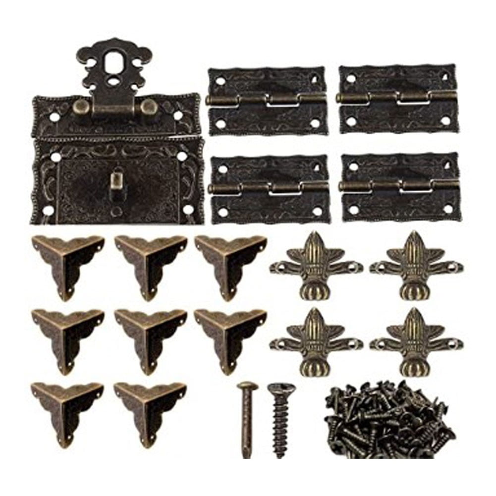 SUNFEX 17Pcs Cabinet Hinges Antique Jewelry Wooden Box Latch Hasp ...
