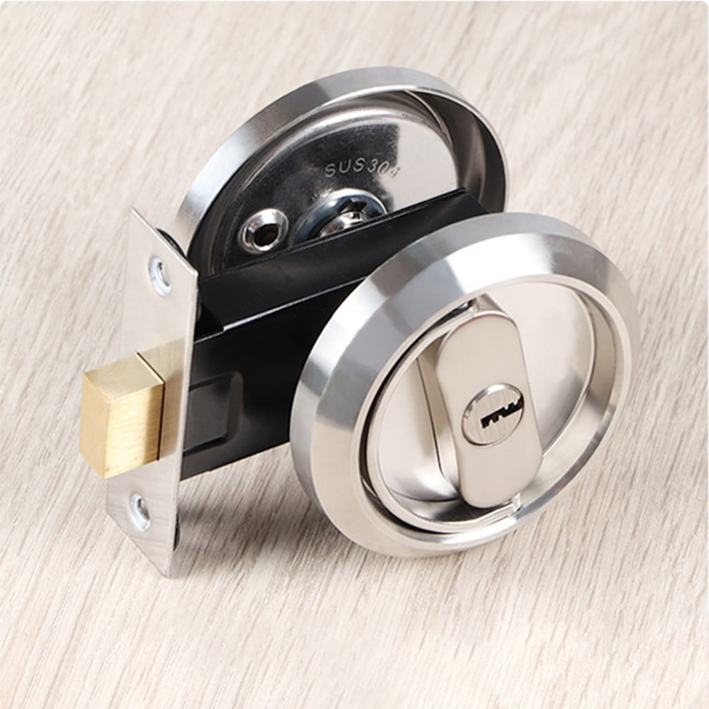 SUNFEX 1Pc Invisible Door Lock Pull Ring Lock Stainless Steel Sliding ...