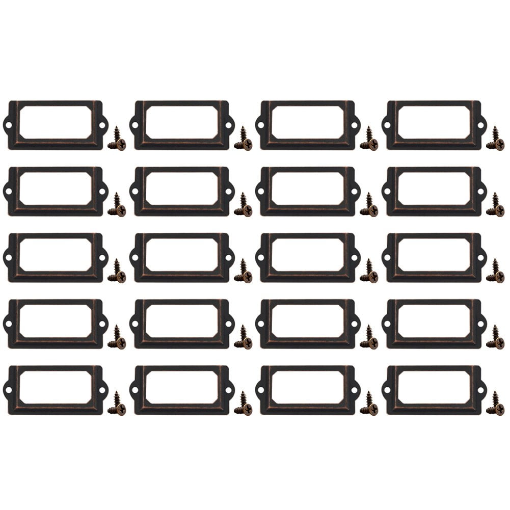 SUNFEX 20Pcs Antique Brass Drawer Label Pull Cabinet Frame Handle File ...