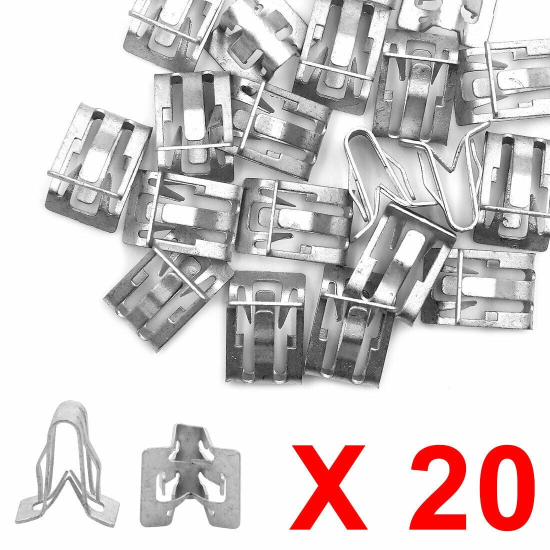SUNFEX 20Pcs Silver Tone Metal Fastener Retainer Dash Dashboard Trim ...