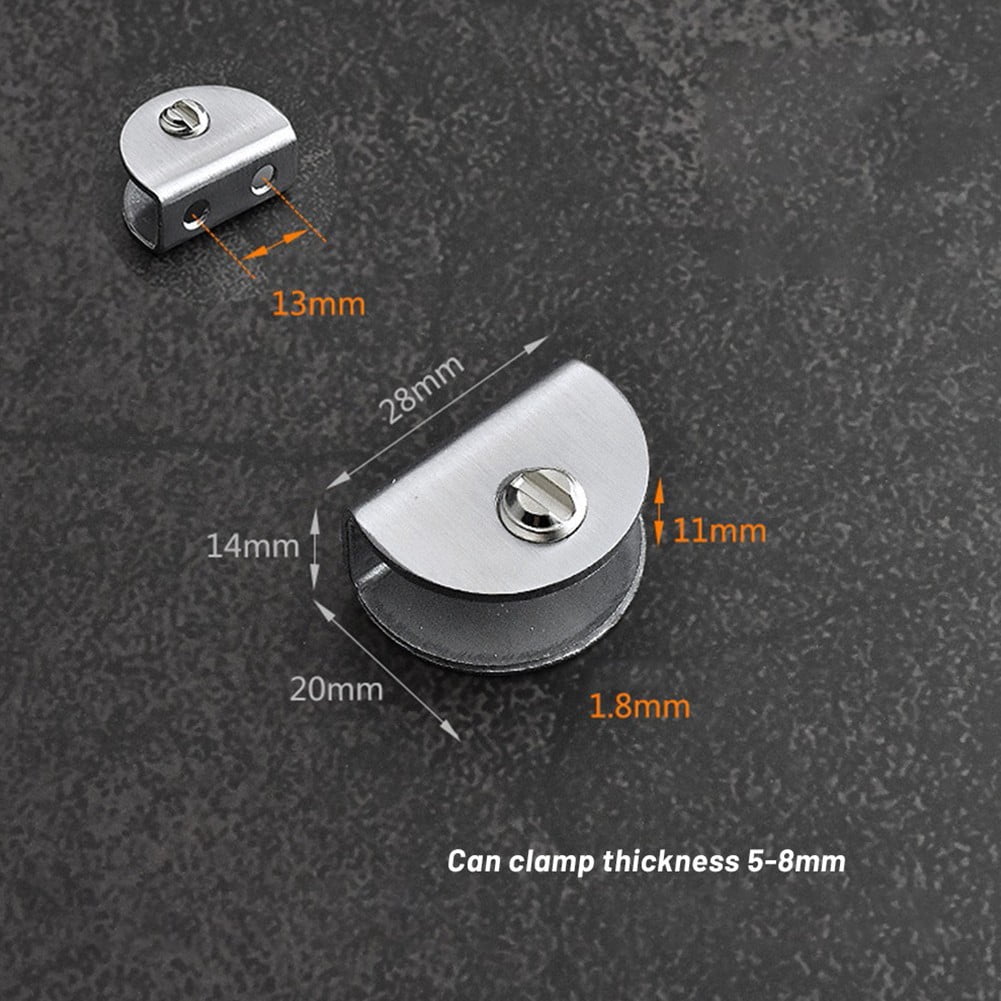 SUNFEX 4X Glass Clamp Clips Stainless Steel Glass Clip Shelf Support ...