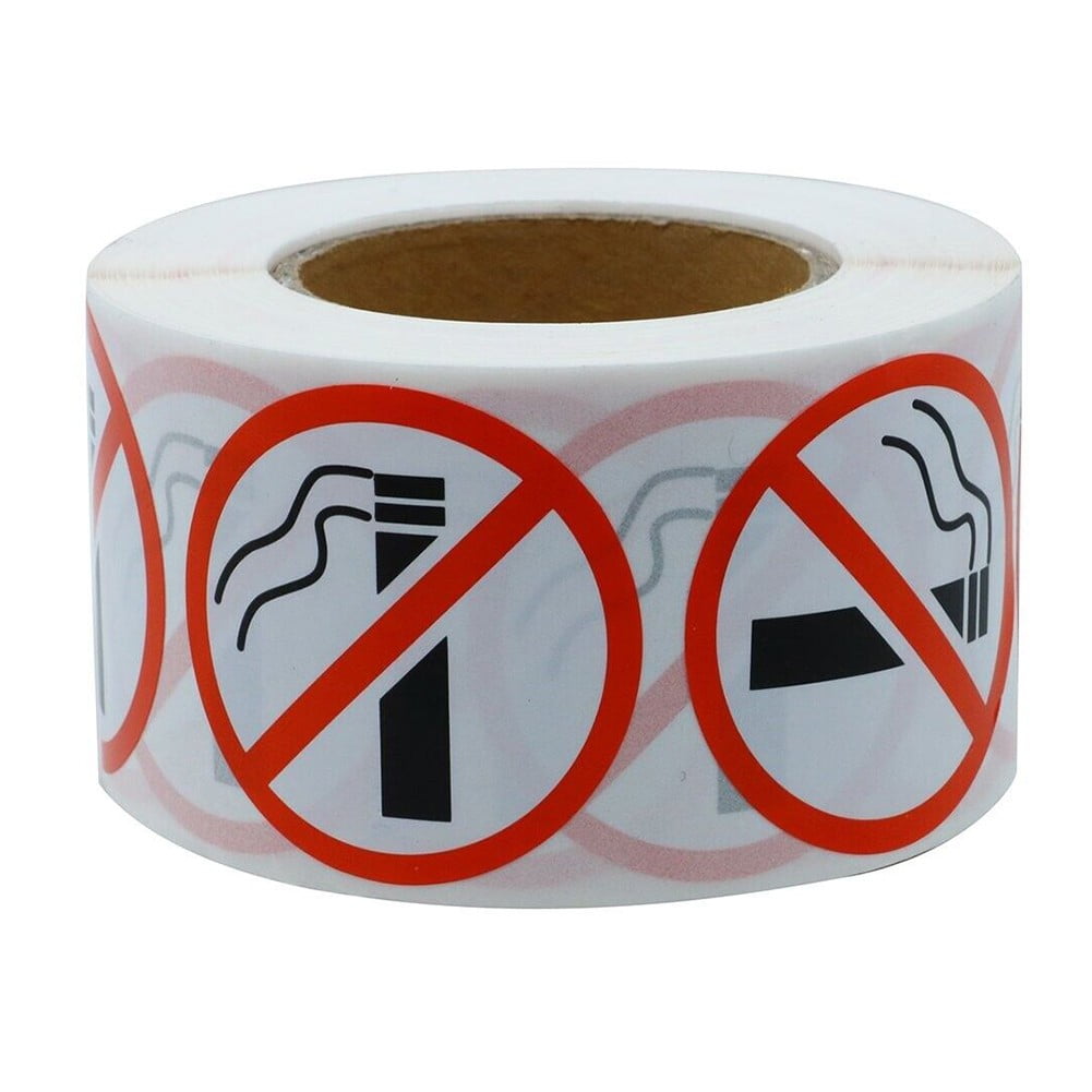 SUNFEX 500Pcs/Roll No Smoking Logo Sign Restaurant Bus Shop Round ...