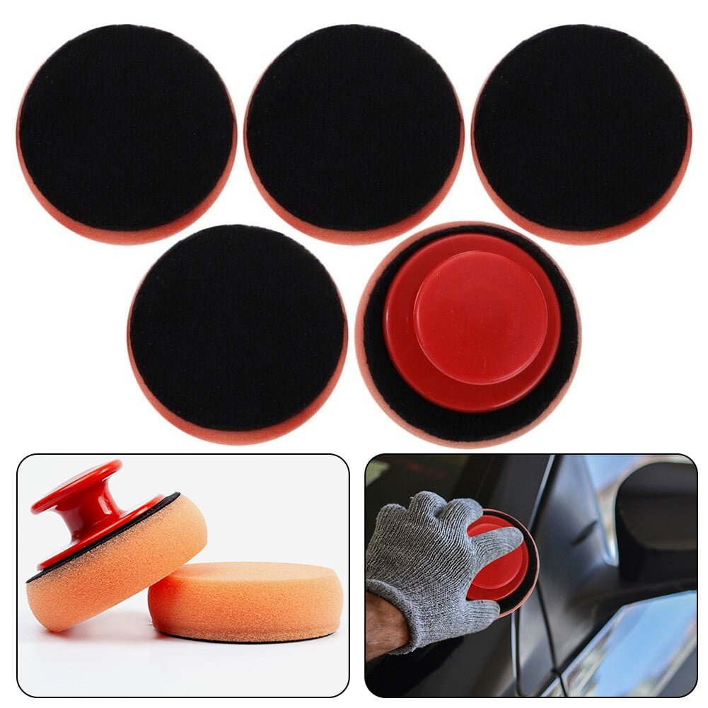 SUNFEX 5Pcs Car Sponge Pads Detailing Wax Applicator Pads With Handle ...