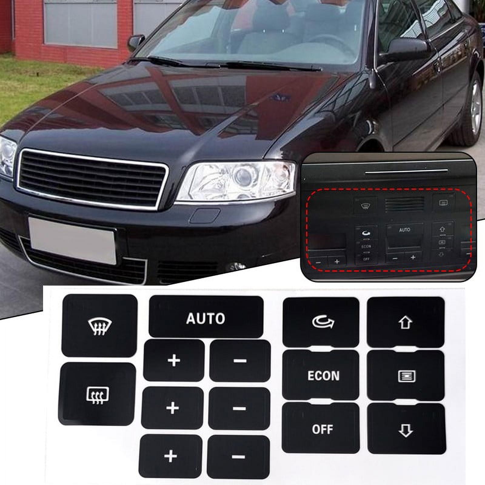 SUNFEX A/C Dash Button Repair Kit Decal Stickers Replacement For A6 C5 ...