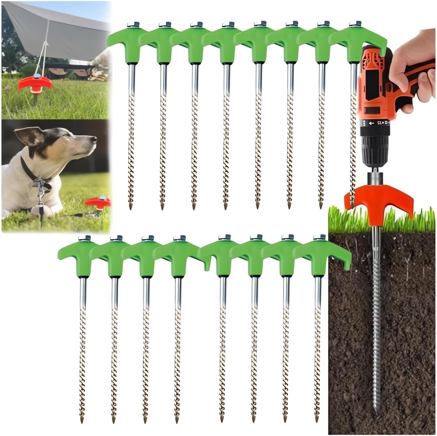 SUNFEX Anchors Screw Tent Stake Anchoring Camping Heavy-Duty Screw-In ...