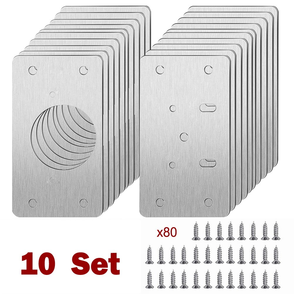SUNFEX Cabinet Hinge Repair Plate Kit Stainless Steel Door Hinge Mounting Plate With Screw For ...