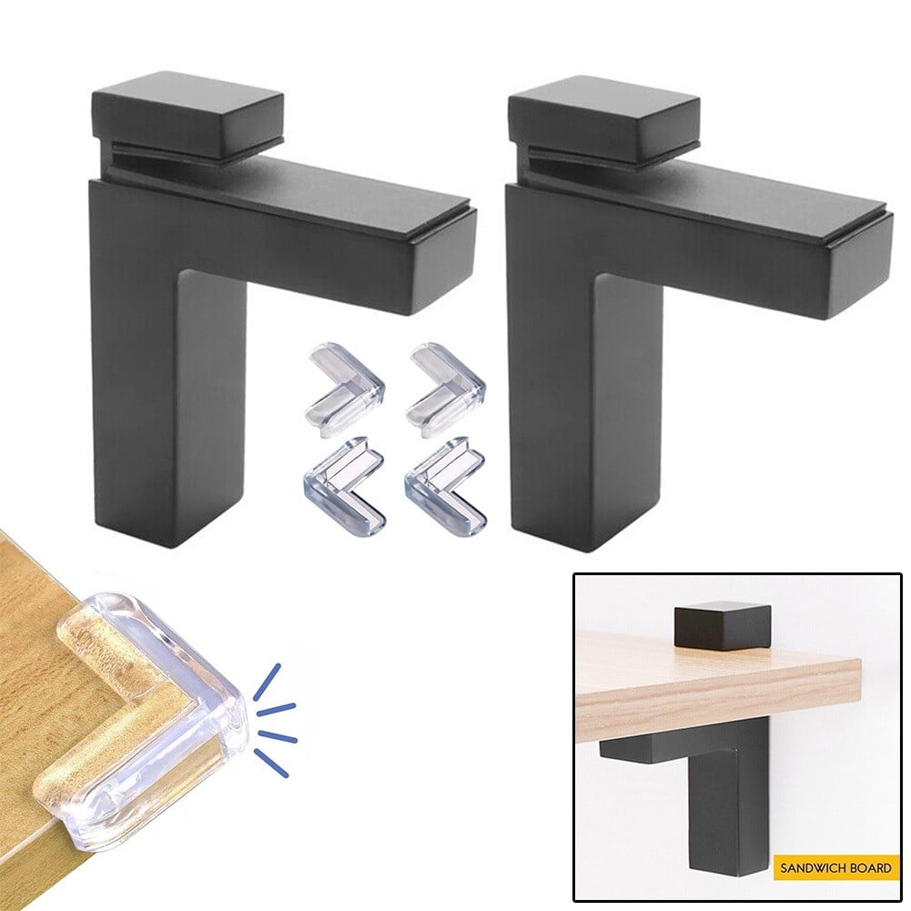 SUNFEX Clear Rubber Corner Guards & Adjustable Glass Shelf Clamp Holder ...
