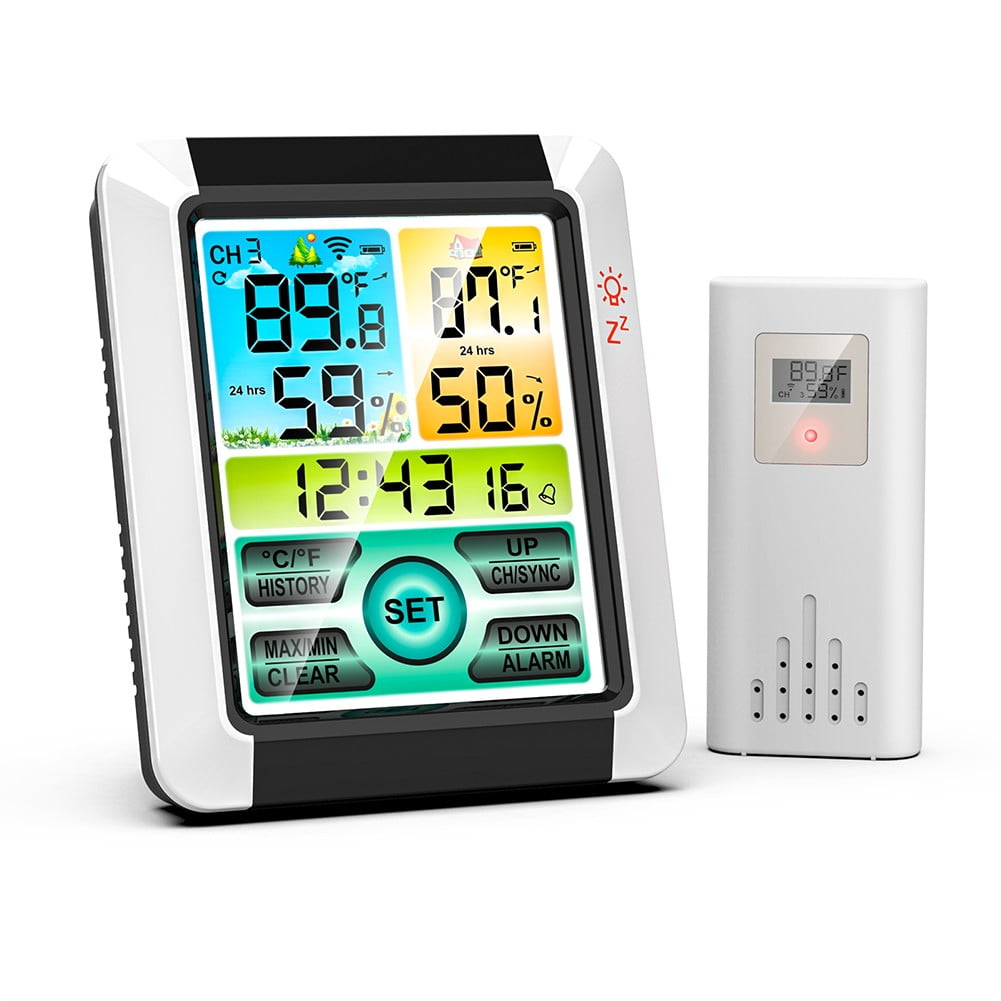 SUNFEX Color Large Screen Display Weather Clock Wireless Temperature ...