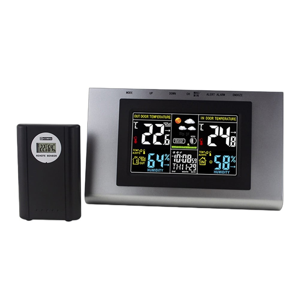 SUNFEX Color Lcd Weather Clock Monitoring Temperature And Humidity ...