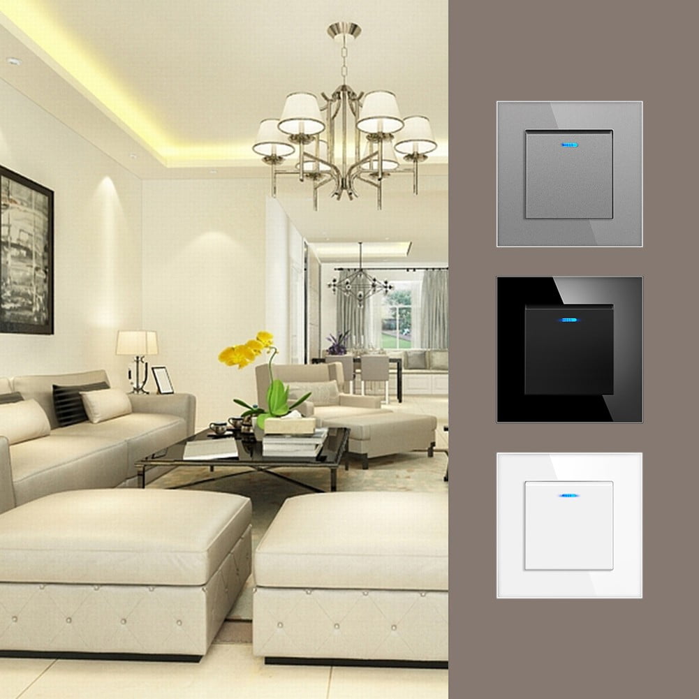 SUNFEX European Standard Rocker Switch With Tempered Glass Panel Single ...