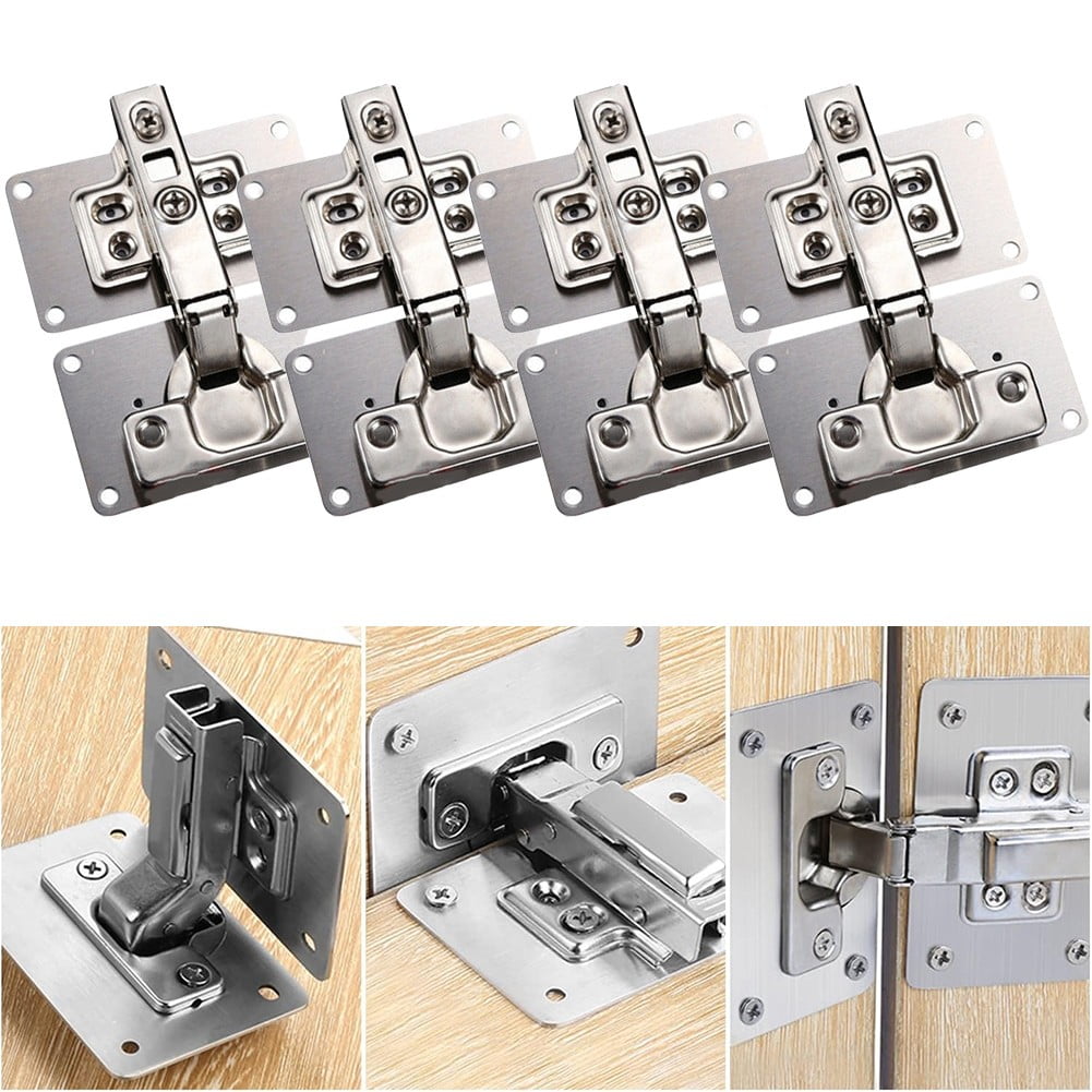 SUNFEX Furniture Hinge Repair Plate Kit Cabinet Drawer Table Repair Mount Stainless Steel ...