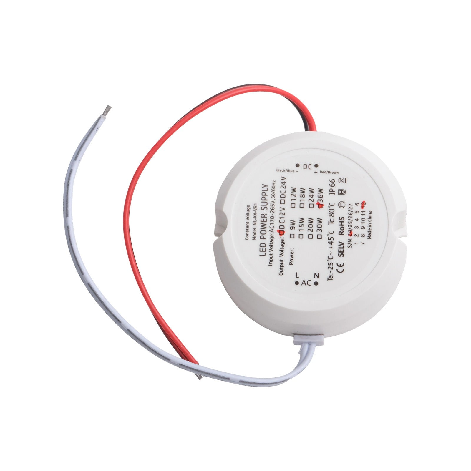 SUNFEX Led Transformer 12V/24V 36W Ip66 Ring Led Constant Voltage Power ...