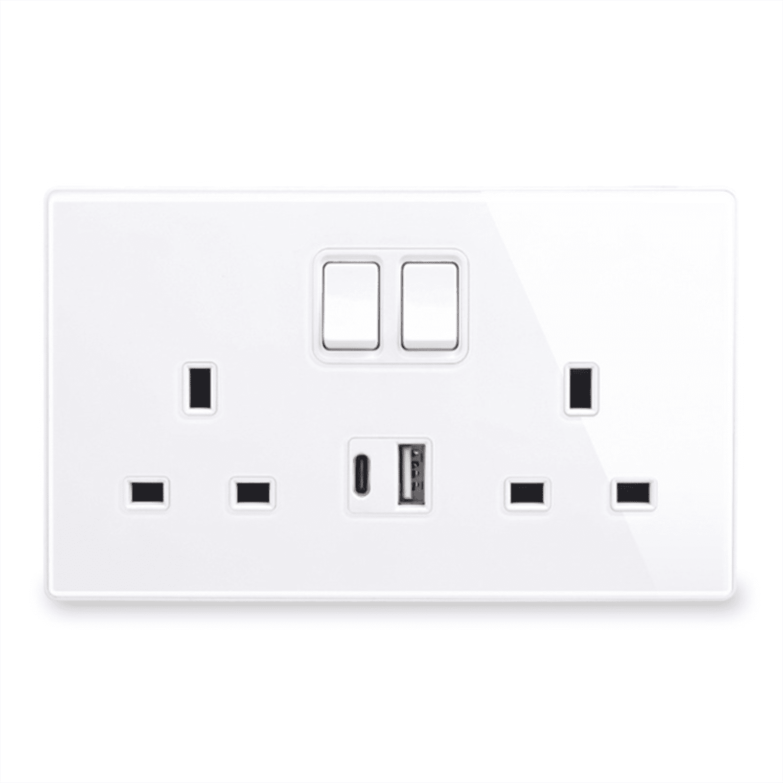 SUNFEX Socket Dual Switch Socket Tempered Glass With 2 Usb Charging ...