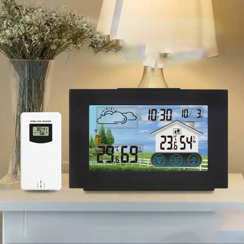 SUNFEX Touch-Type Weather Clock Indoor And Outdoor Temperature And ...