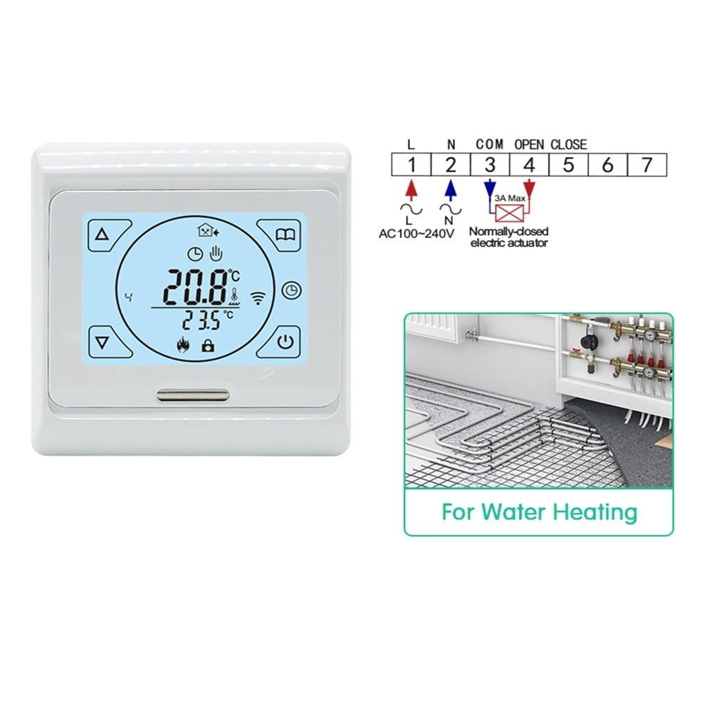 SUNFEX White Touchscreen Programmable Thermostat For Underfloor Heating ...