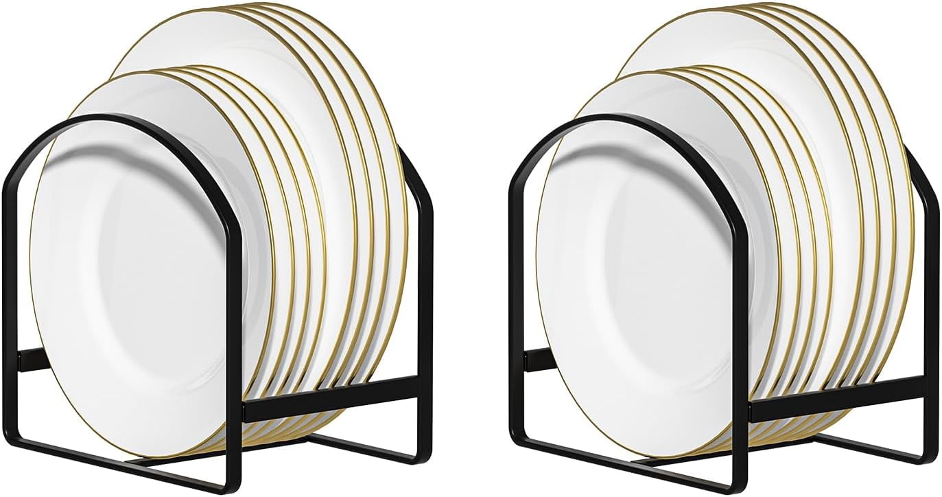 SUNFICON 2 Pack Plate Holder Organizer Large Dish Storage Rack Upright ...