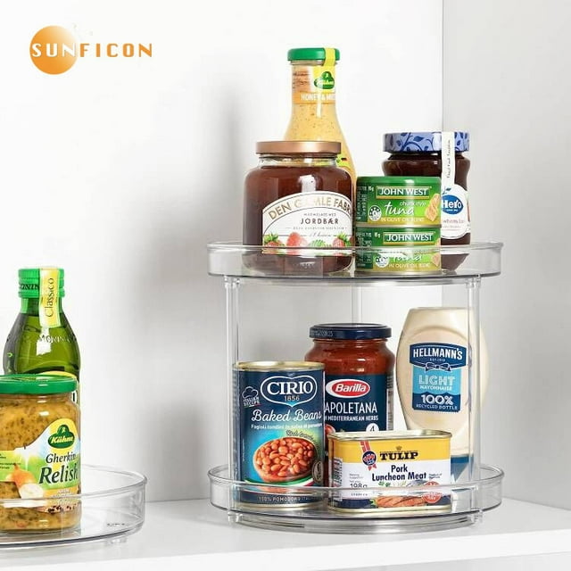 SUNFICON 2 Tier Lazy Susan 9.2" Inch Turntable Organizer Pantry ...