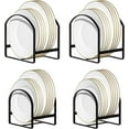 SUNFICON 4 Pack Dish Storage Rack, Large & Small Plate Stand, Non-Slip ...