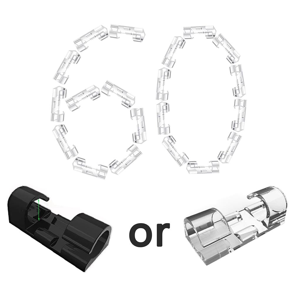SUNFICON 60 Pieces Self Adhesive Cable Management Clips, Cable ...
