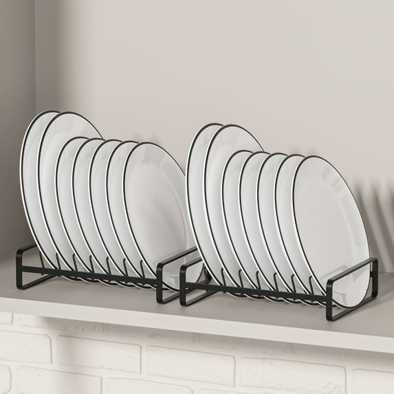 SUNFICON Heavy Duty 2-Tier Vertical Plate Rack, Metal Storage for ...