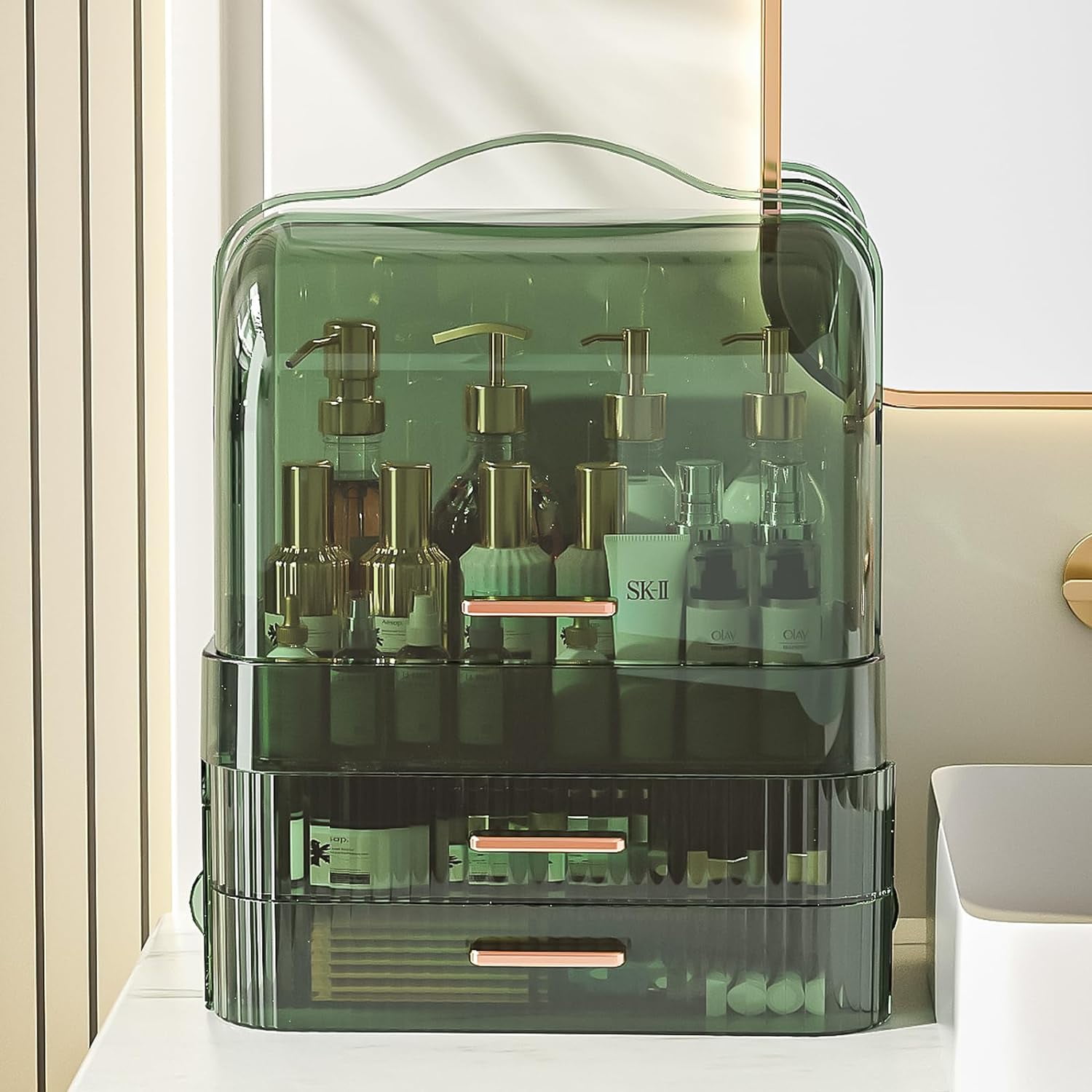 SUNFICON Makeup Storage Organizer with Portable Handle,Cosmetics ...