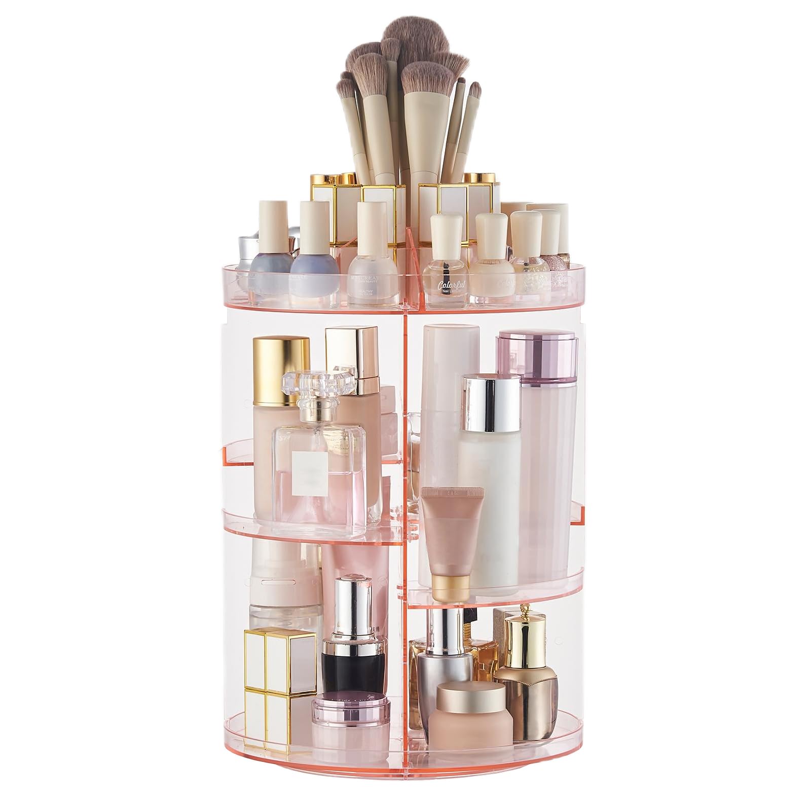 SUNFICON Rotating Makeup Holder Organizer Crystal Pink 360 Rotation ...
