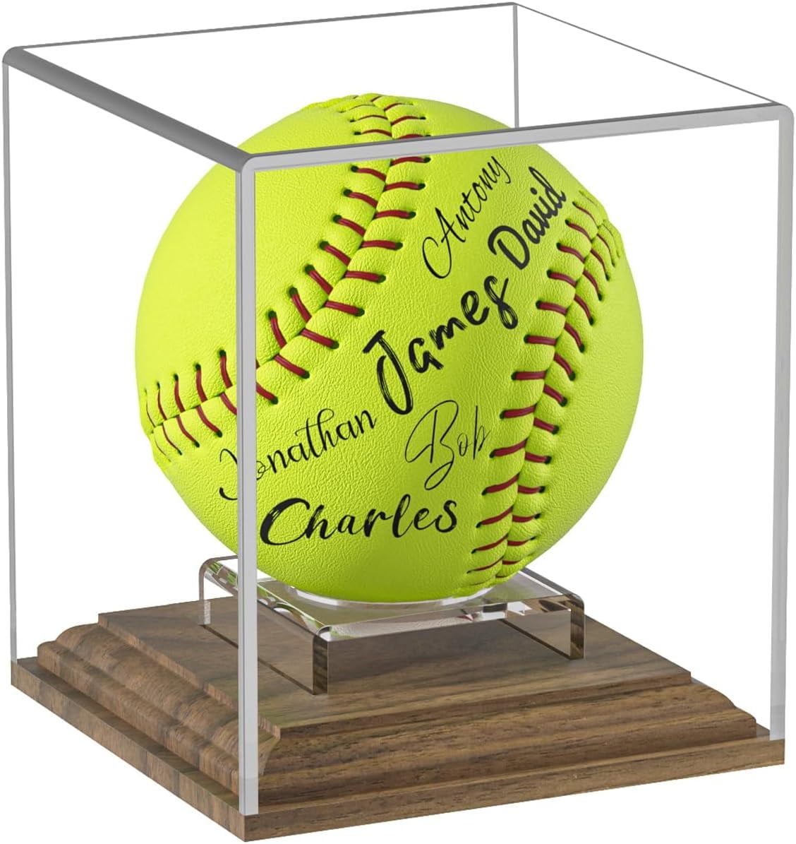 SUNFICON Softball Display Case Clear Acrylic Ball Holder, UV Protected ...