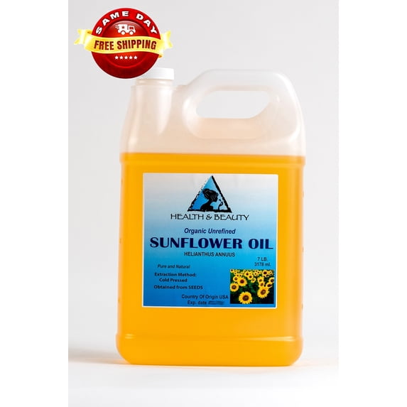 Organic Sunflower Oil, Cold Pressed, Unrefined, Virgin, Raw, Pure, 7 LB ...
