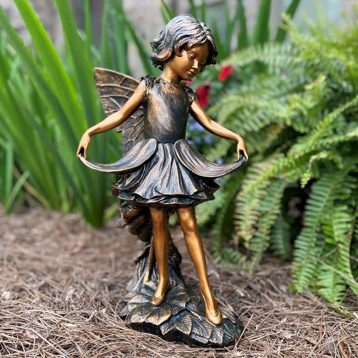 SUNGUARD Fairy Emily 17" H Angel Garden Statue in Bronze Finish Large ...