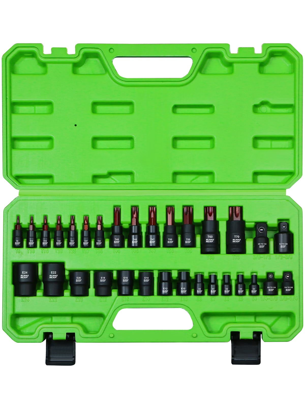 SUNHAMCKP 31 Piece Torx Bit and Socket Set, 14 Star Bits (T8- T70) & 13 ...