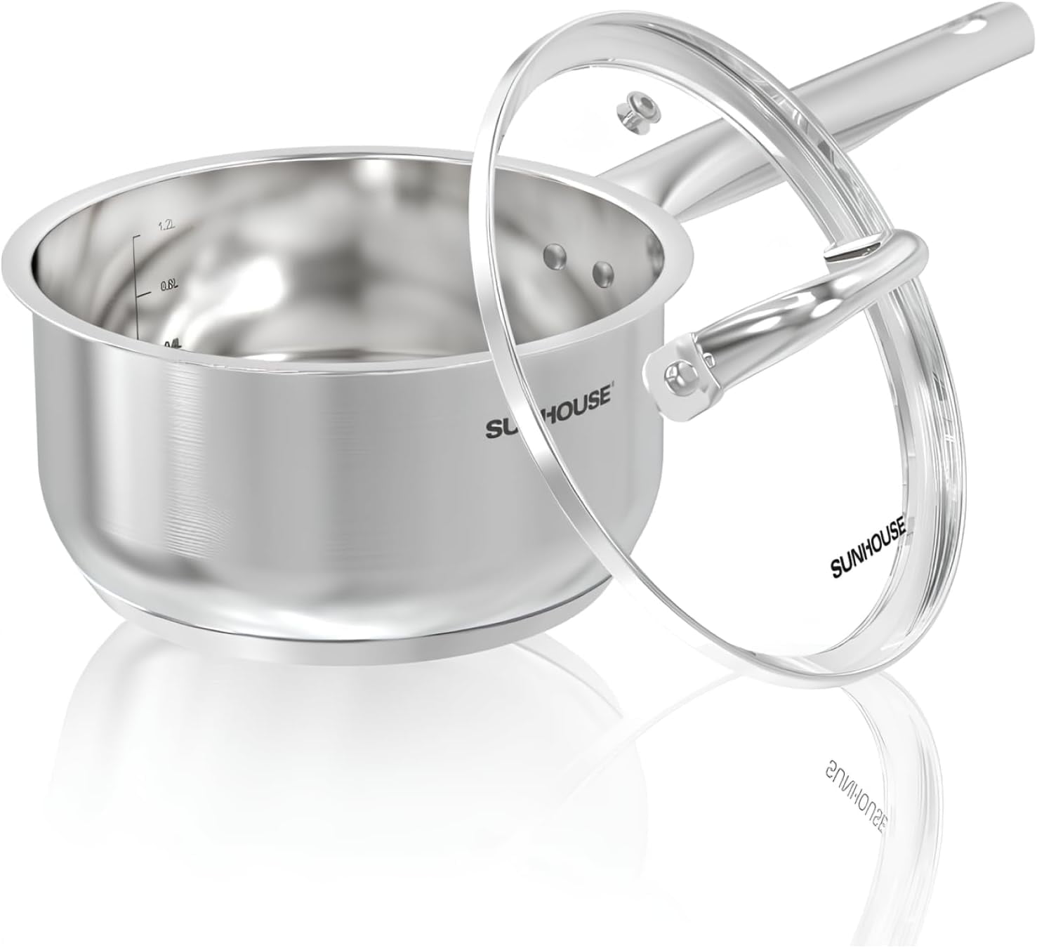 SUNHOUSE – 3 Quart Stainless Steel Sauce Pan with Lid - PFOA-FREE, 18/ ...