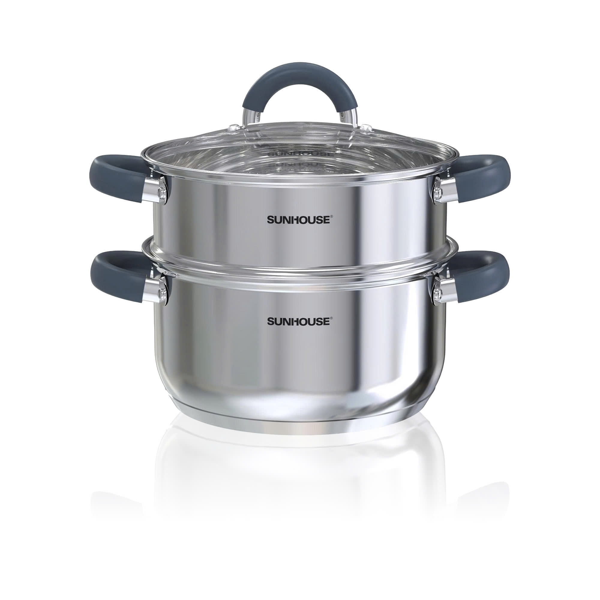 SUNHOUSE 3 Quarts Steamer Pots With Lid, 2-Tier Multipurpose Stainless ...