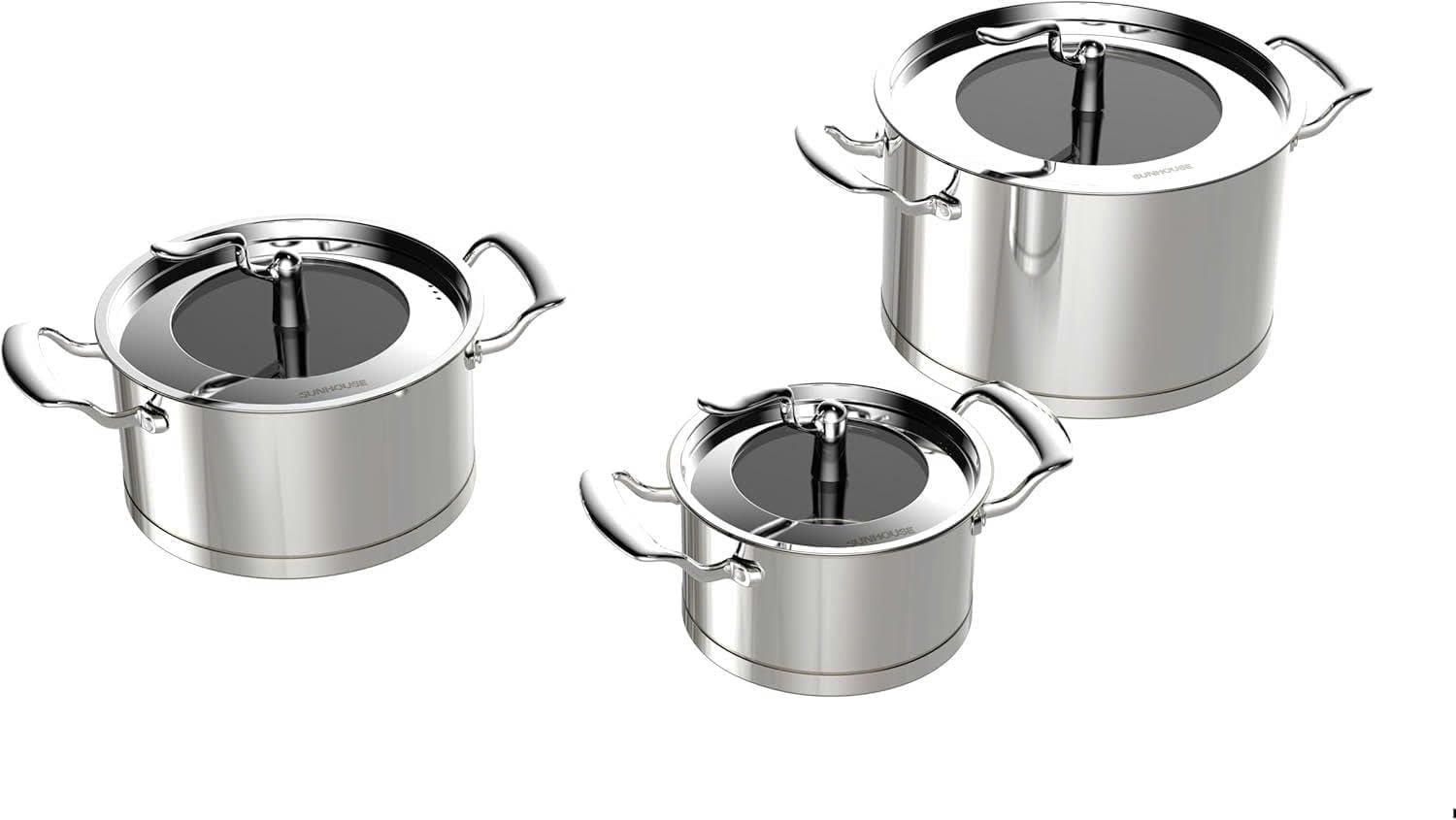 SUNHOUSE Stainless Steel Stock Pot with Glass Lid, Basic Small Sauce ...