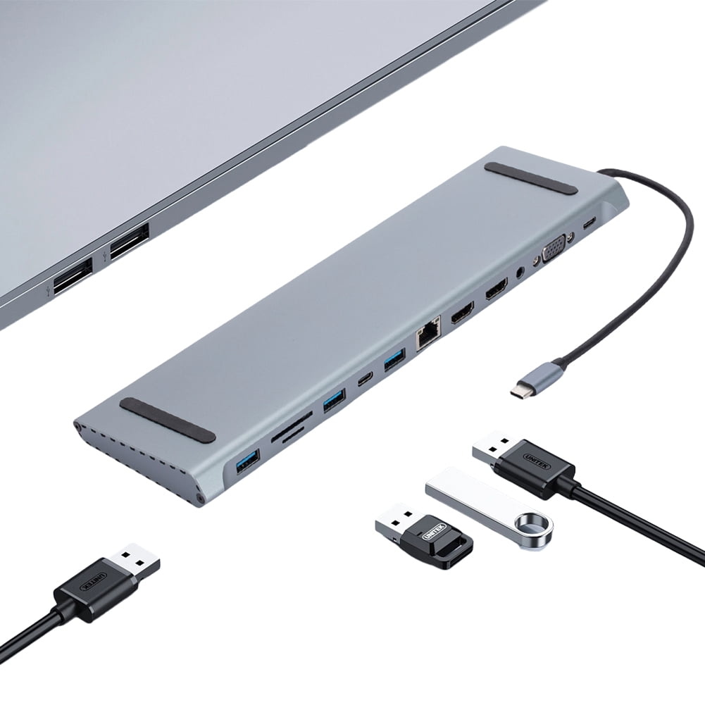 SUNHUFA 12 in 1 USB C Hub 2 HDMI-Compatible VGA Multiport Adapter 100W ...