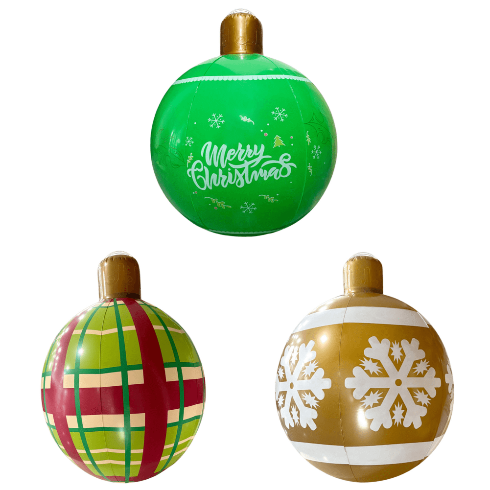 SUNHUFA 24 Inch PVC Inflatable Christmas Ball Large Outdoor Decorated ...